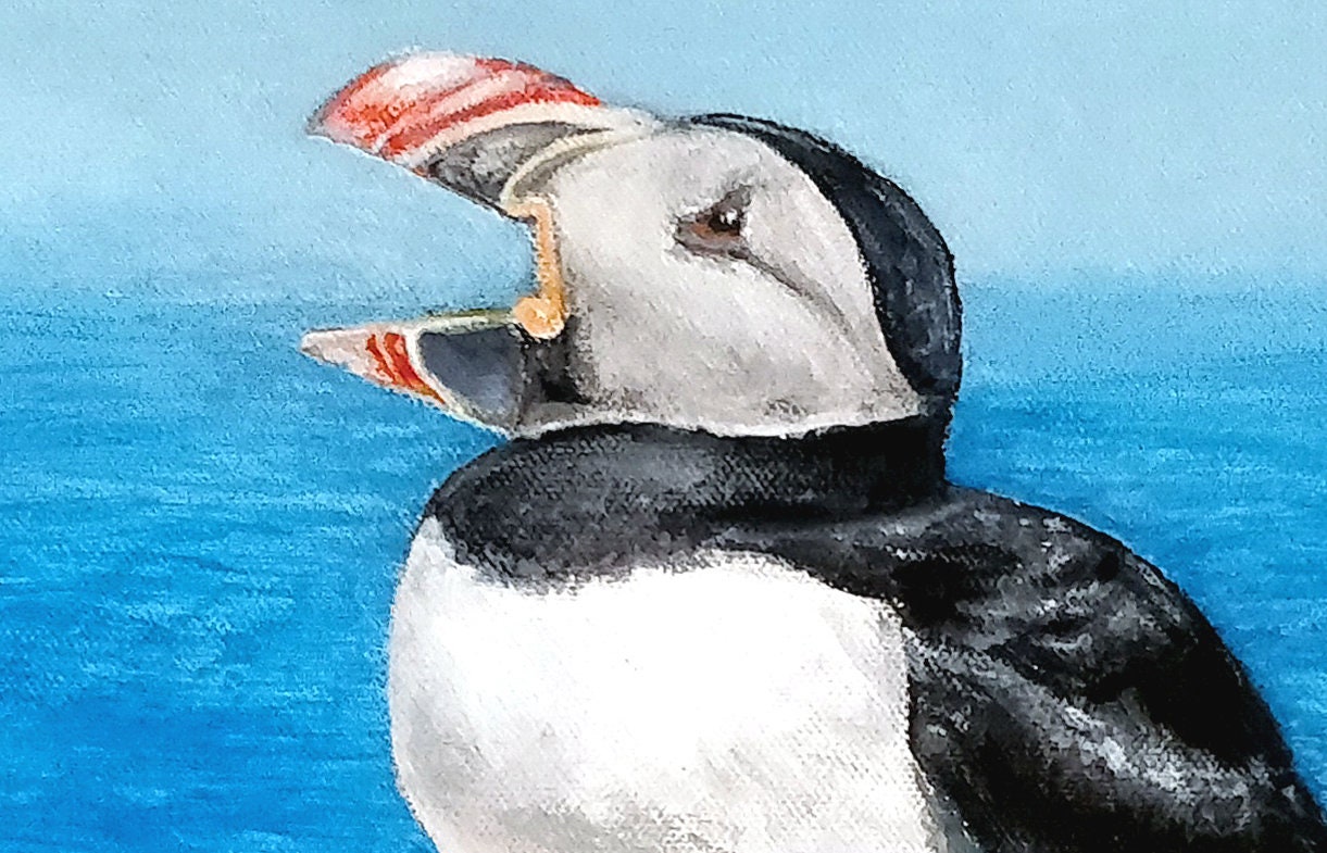 Puffins Original Painting Art Print - Etsy