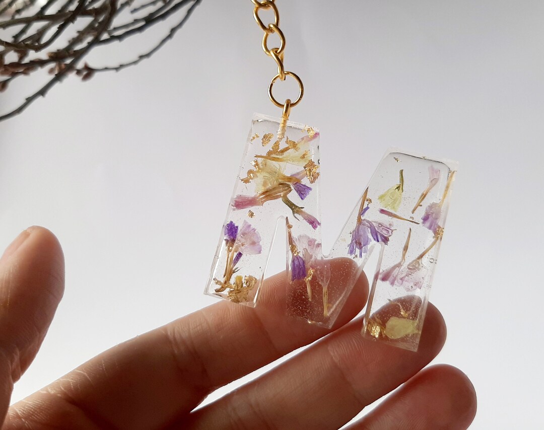 Letter Epoxy Resin Key Chain - Etsy