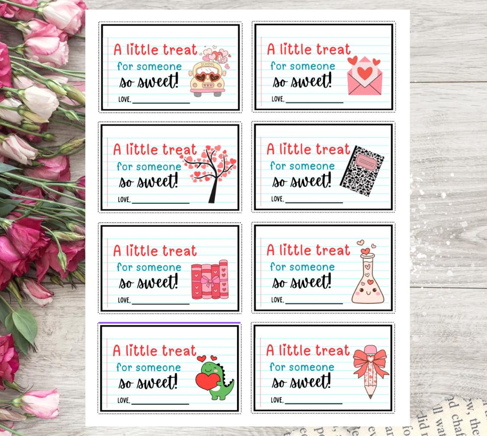 Valentine Gift Tag- "a Little Treat for Someone Sweet" School Theme - Etsy