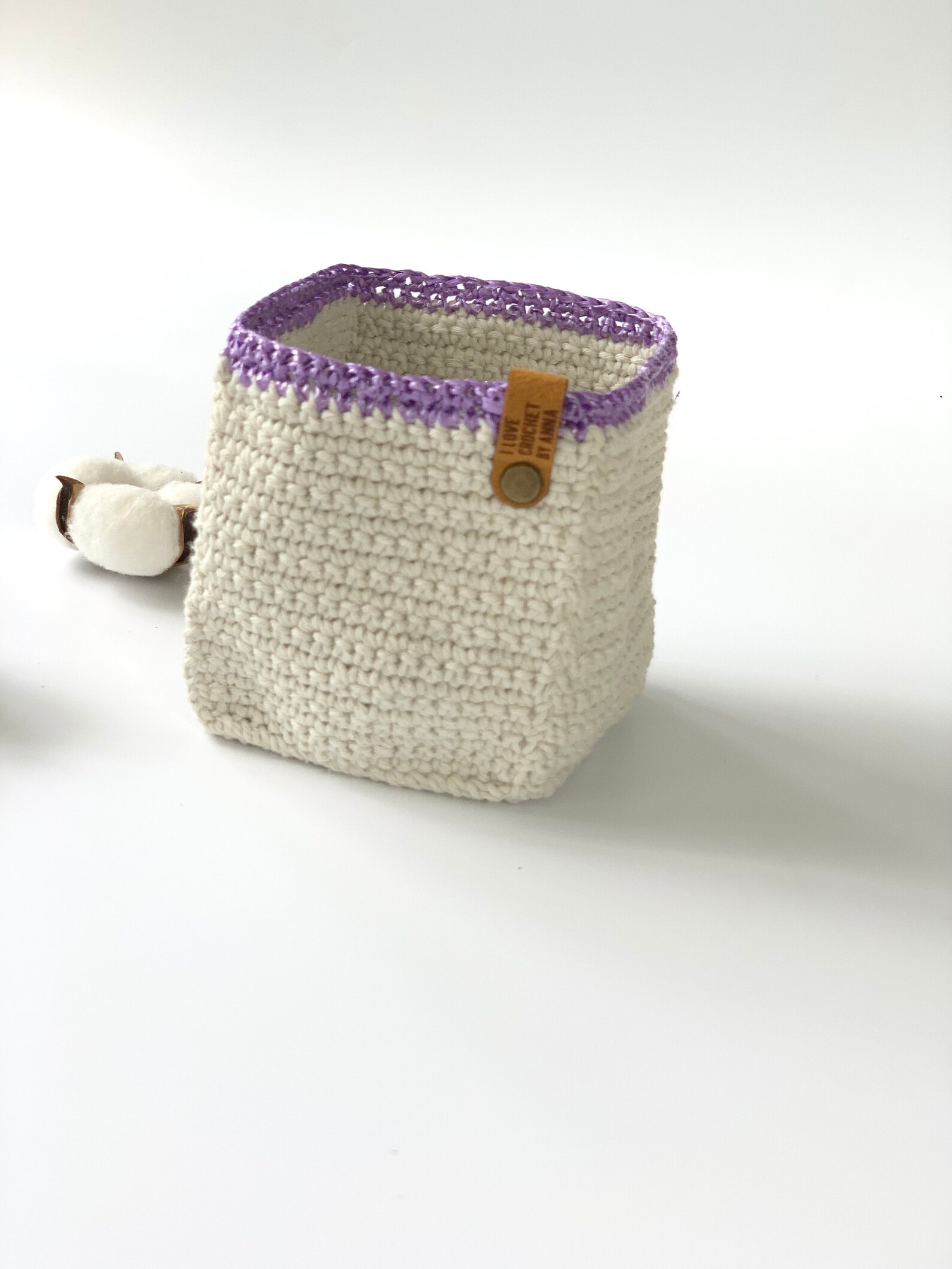 Crochet Container With Kitchen Twine and a Lavender Border in - Etsy