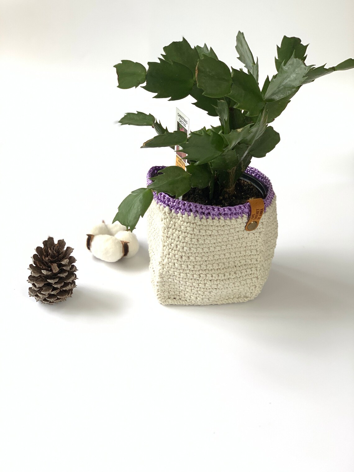 Crochet Container With Kitchen Twine and a Lavender Border in - Etsy