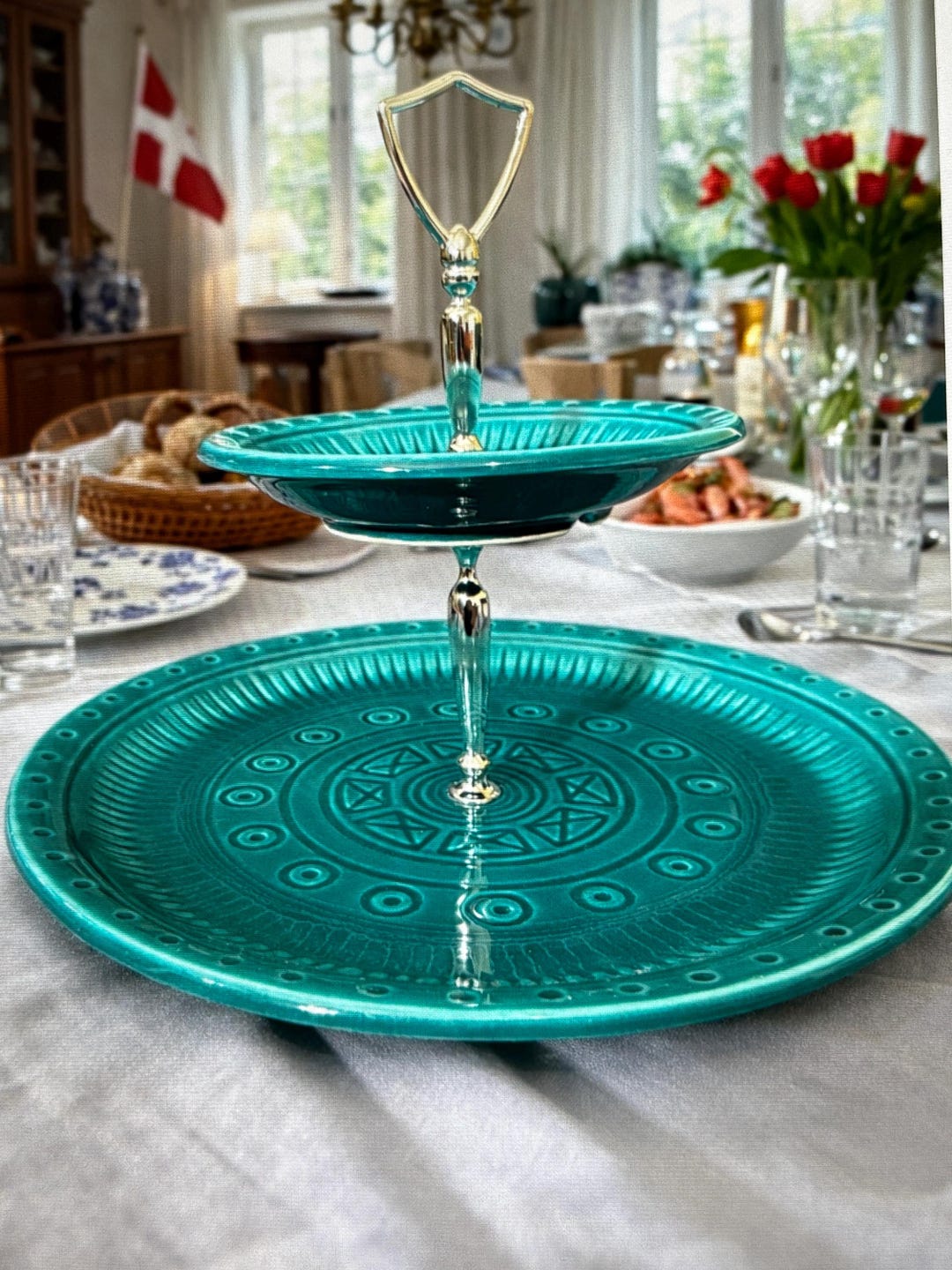 Teal Two-tier Serving Tray - Etsy