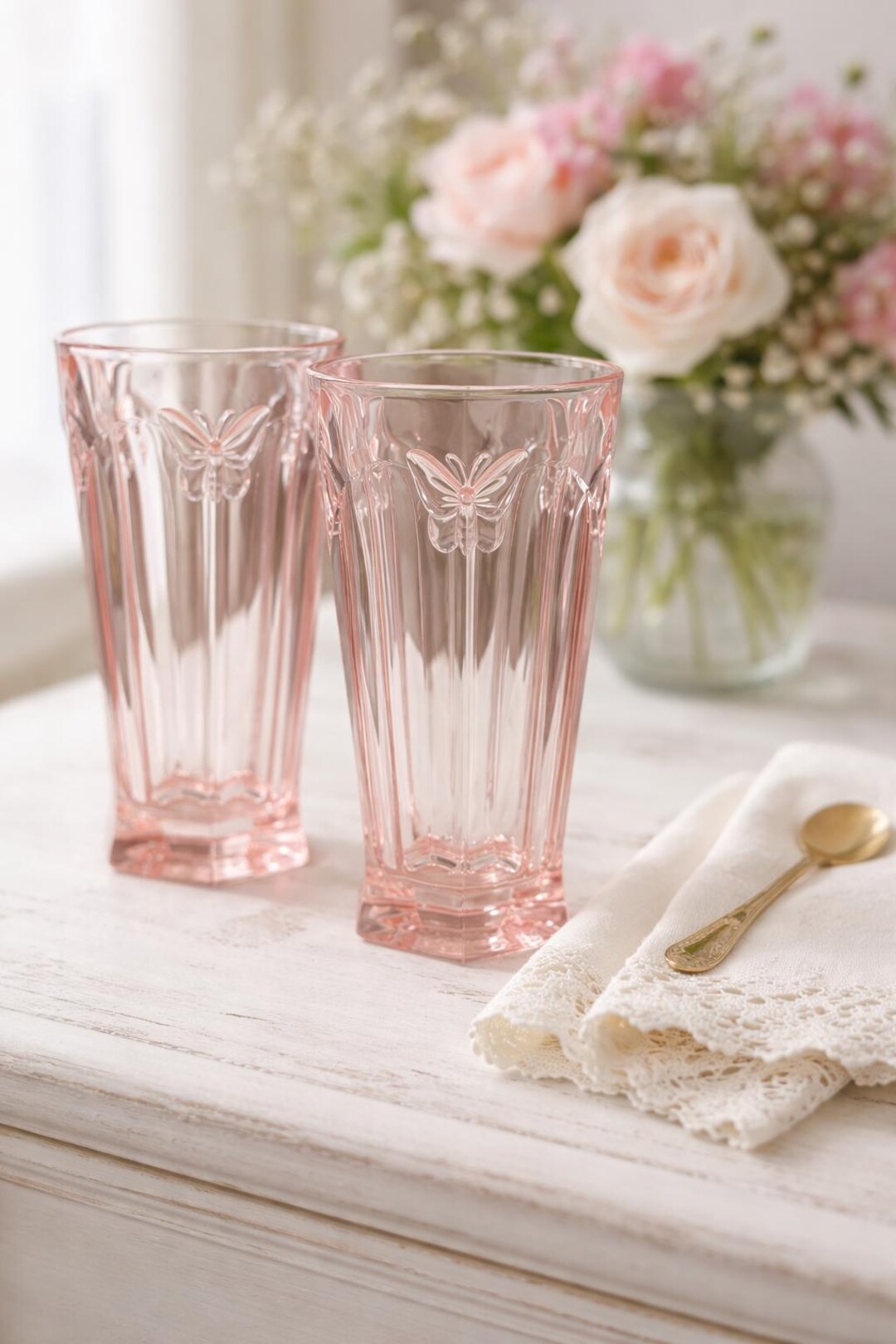 Butterfly Meadow Highball Glass Pink - Set of 2 - Etsy