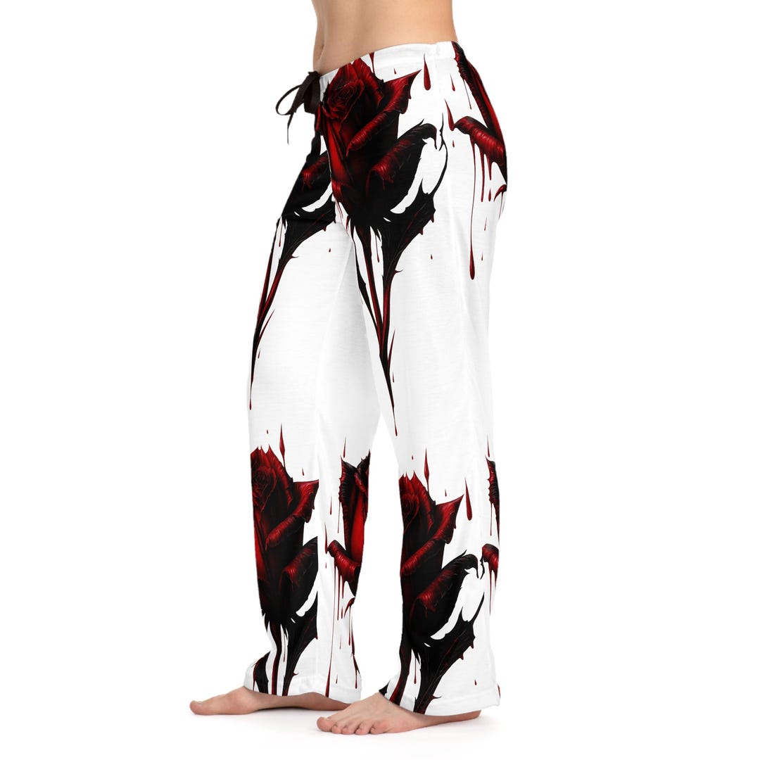 Karışık Depokadın Iç Giyimdark Dripping Red Rose Pajama Pants | Floral ...
