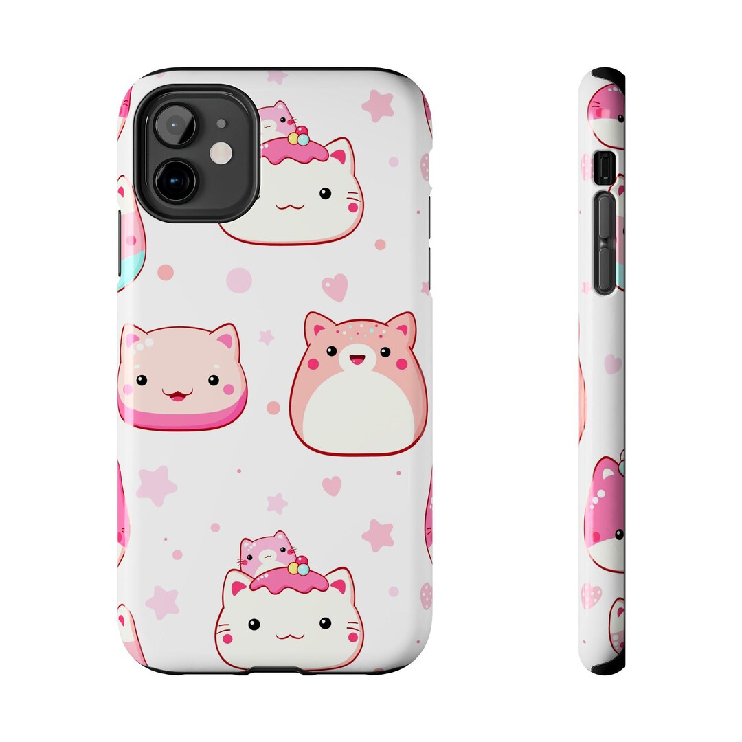 Kawaii Pink Cat Pattern Phone Case | Protective, Wireless Charge ...