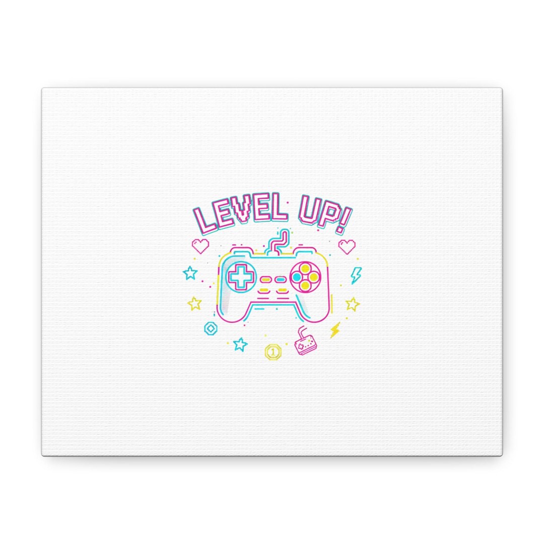 Level Up! Pixel Art Controller Canvas | Gaming Geek Culture, Retro HUD ...