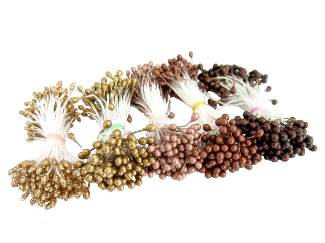 Choose Gold, Brown Millinery Flower Stamens - Gold, Beige, Light Brown ...