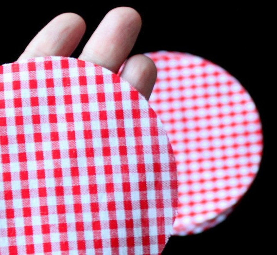 12 Pcs Red and White Gingham Fabric Circles in Your Diameter Choice ...