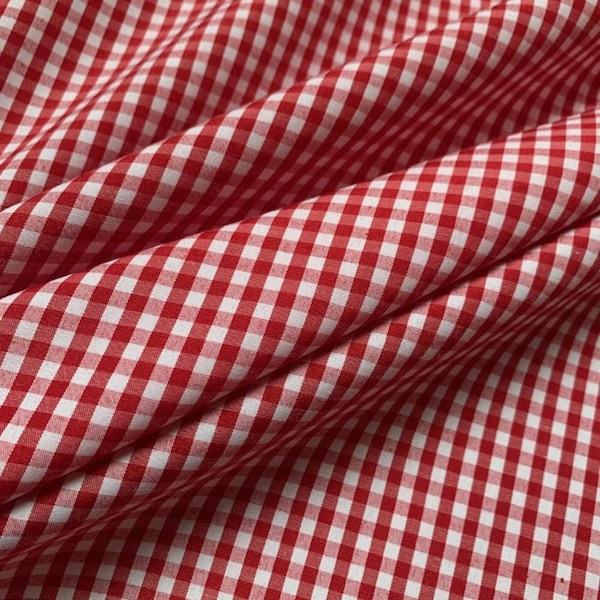 Red Gingham Fabric - Etsy