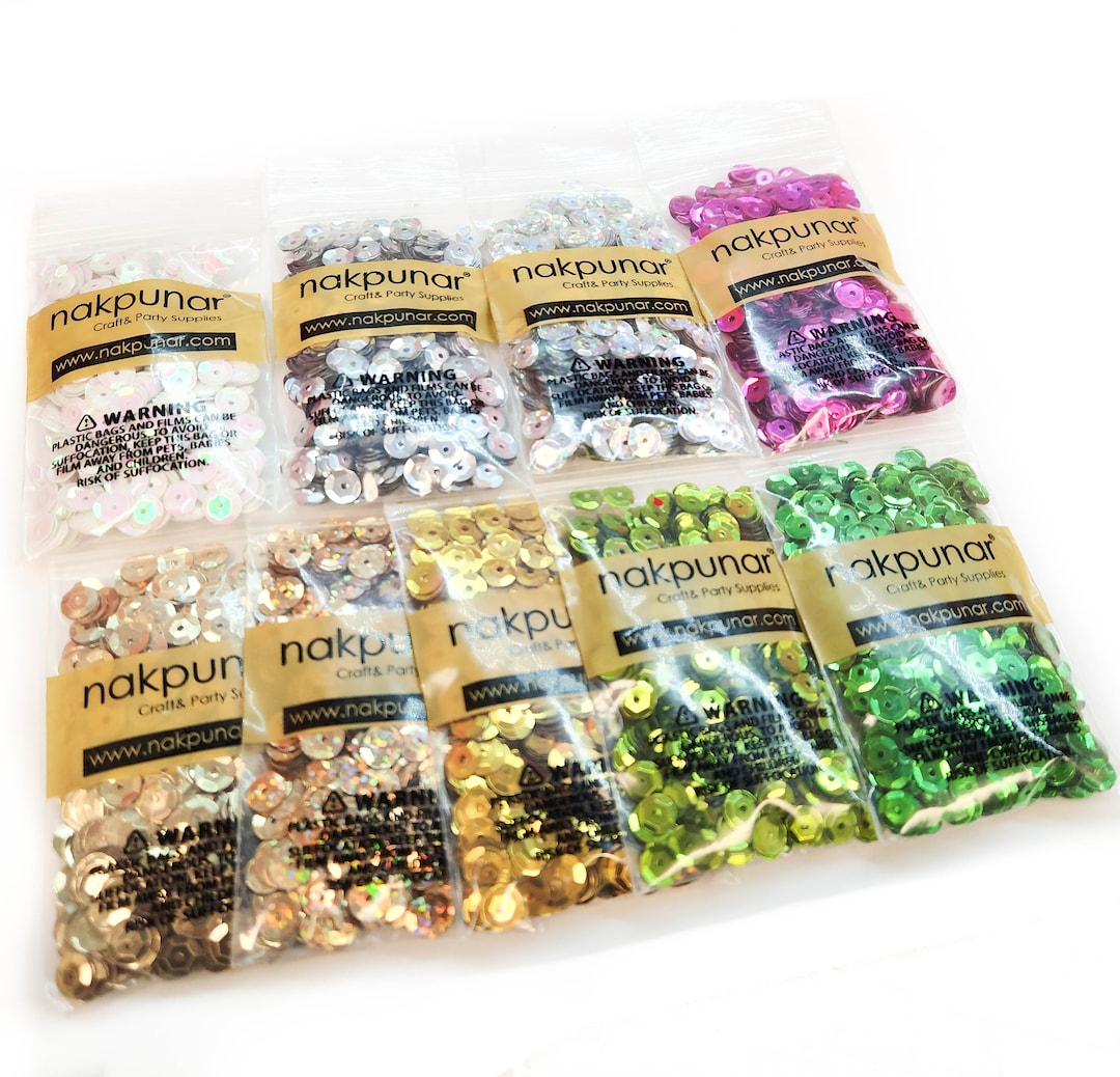 6mm/0.25" Round Metallic Sew on Sequins in Metallic and Iridescent ...
