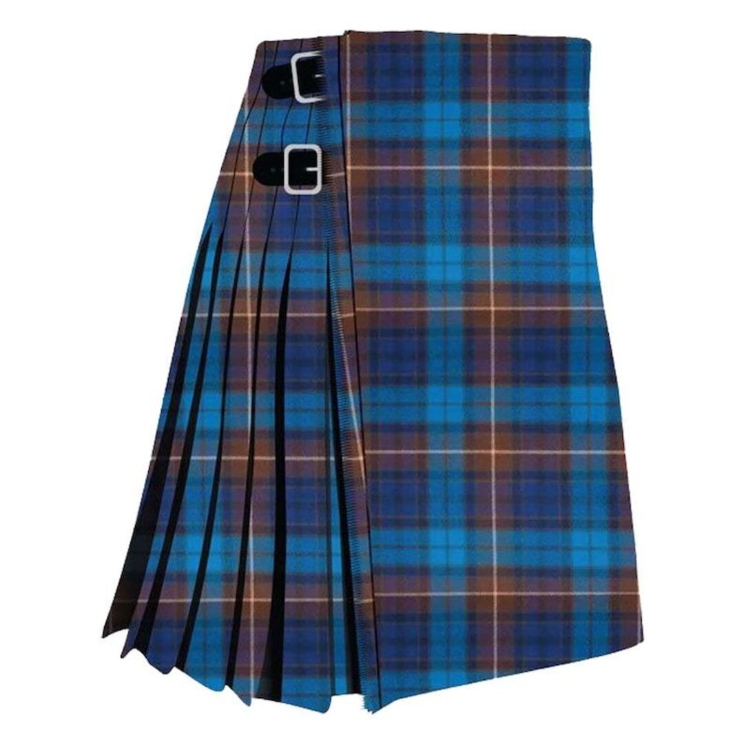 Custom Buchanan Blue Tartan Kilt, Scottish Acrylic Wool Blend - Etsy