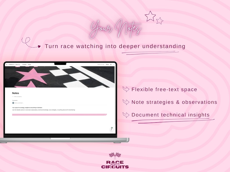 Formula 1 Race Year Journal 2026 | Pink Notion F1 Season Tracker | Race ...