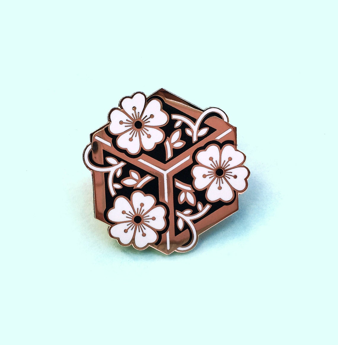 Flower Box Enamel Pin Rose Gold Floral Hard Enamel Pin - Etsy