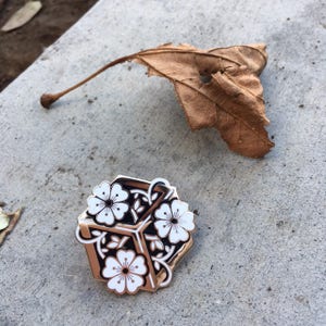 Flower Box Enamel Pin Rose Gold Floral Hard Enamel Pin | Etsy