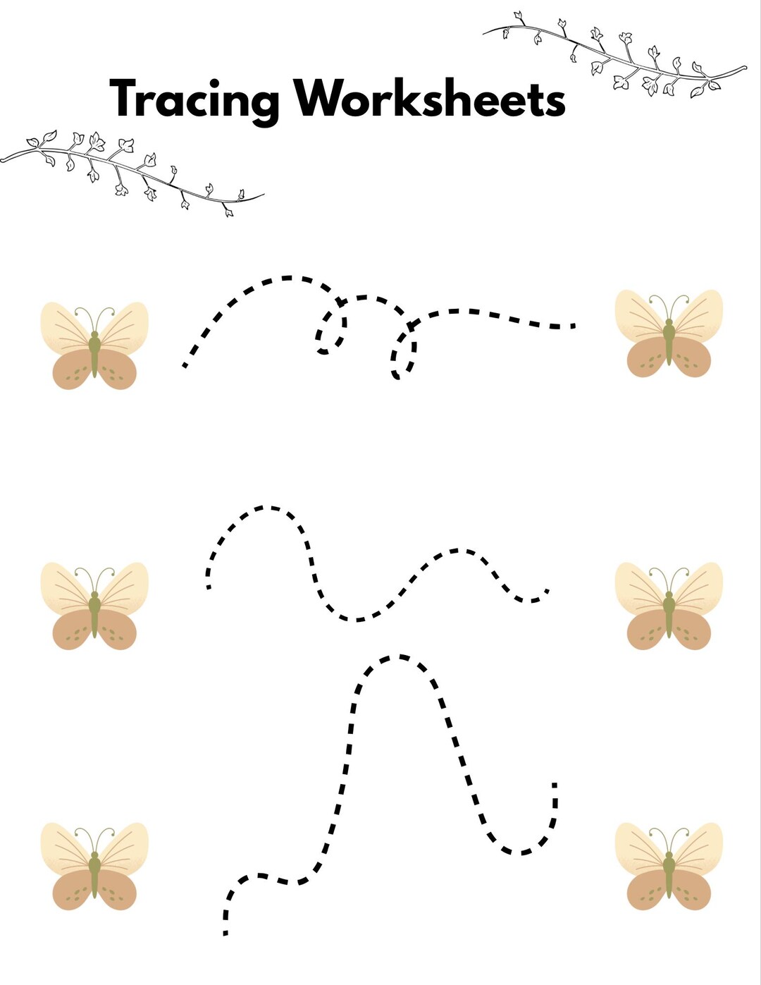 Practice Tracing Worksheets Printable Handwriting Skills Fine Motor ...