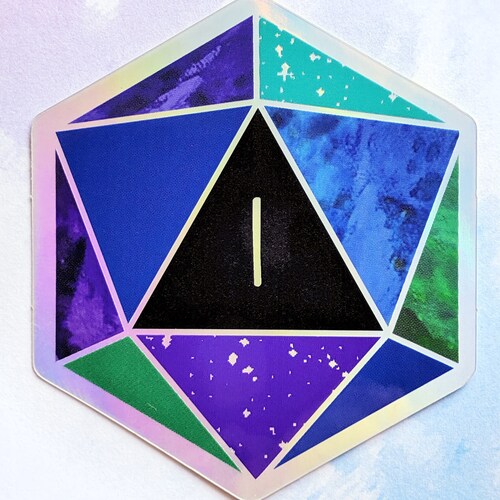 Blue D20 Nat 20 Holographic Hexagon Sticker - Etsy