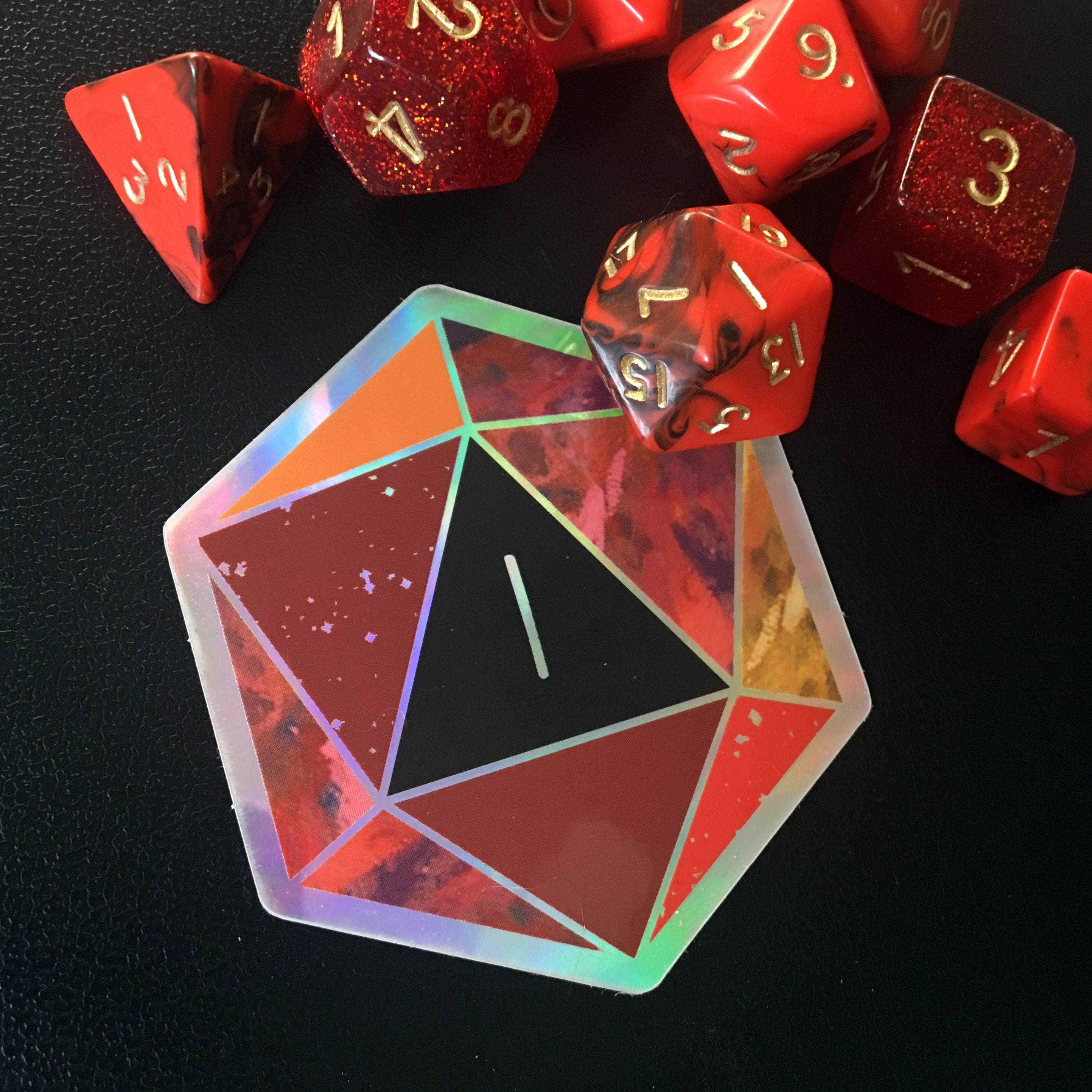 Red D20 Nat 1 Holographic Hexagon Sticker | Etsy