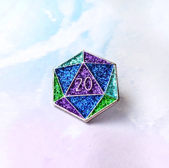 D20 Glitter Enamel Pin - Etsy