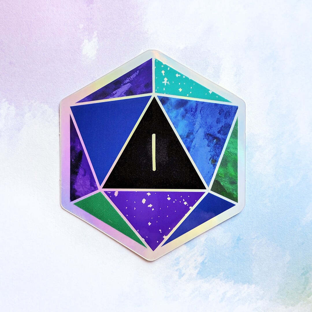 Blue D20 Nat 1 - Holographic Hexagon Sticker - Etsy