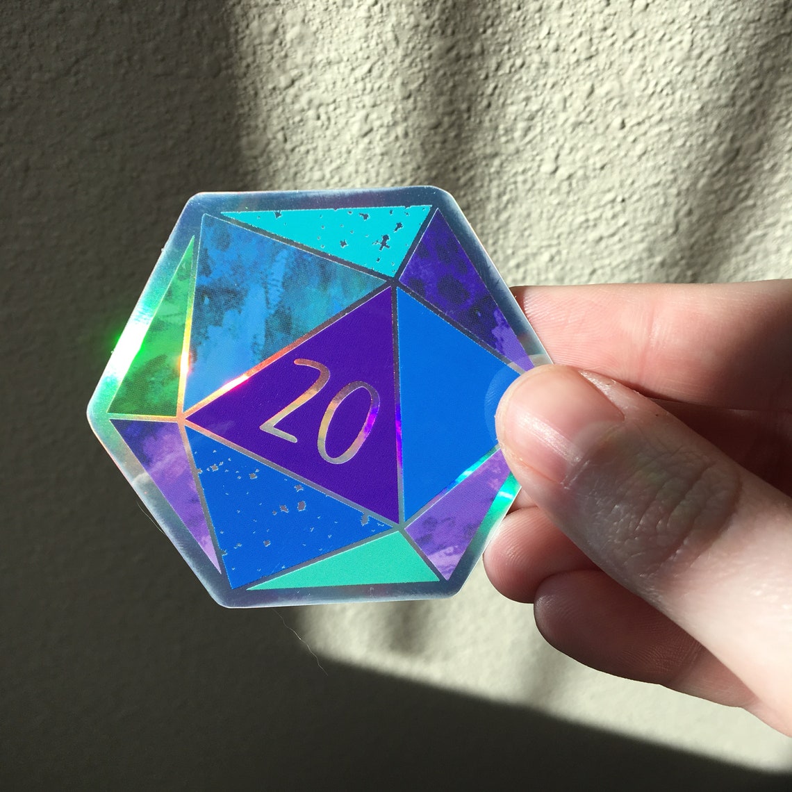 Blue D20 Nat 20 Holographic Hexagon Sticker - Etsy