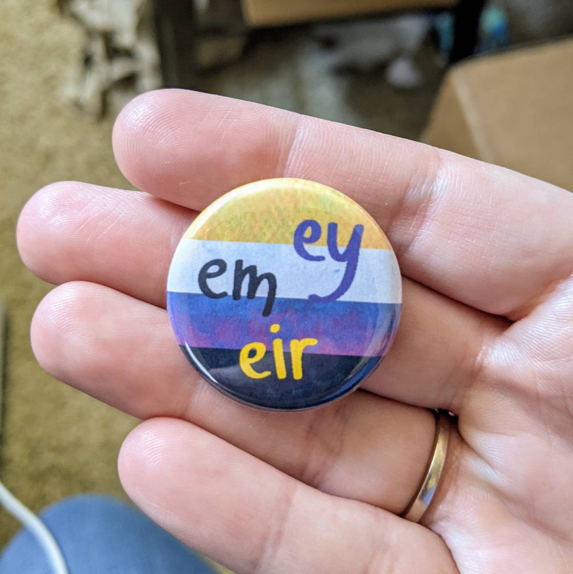 Ey Em Eir Pronouns Button Pin | Etsy