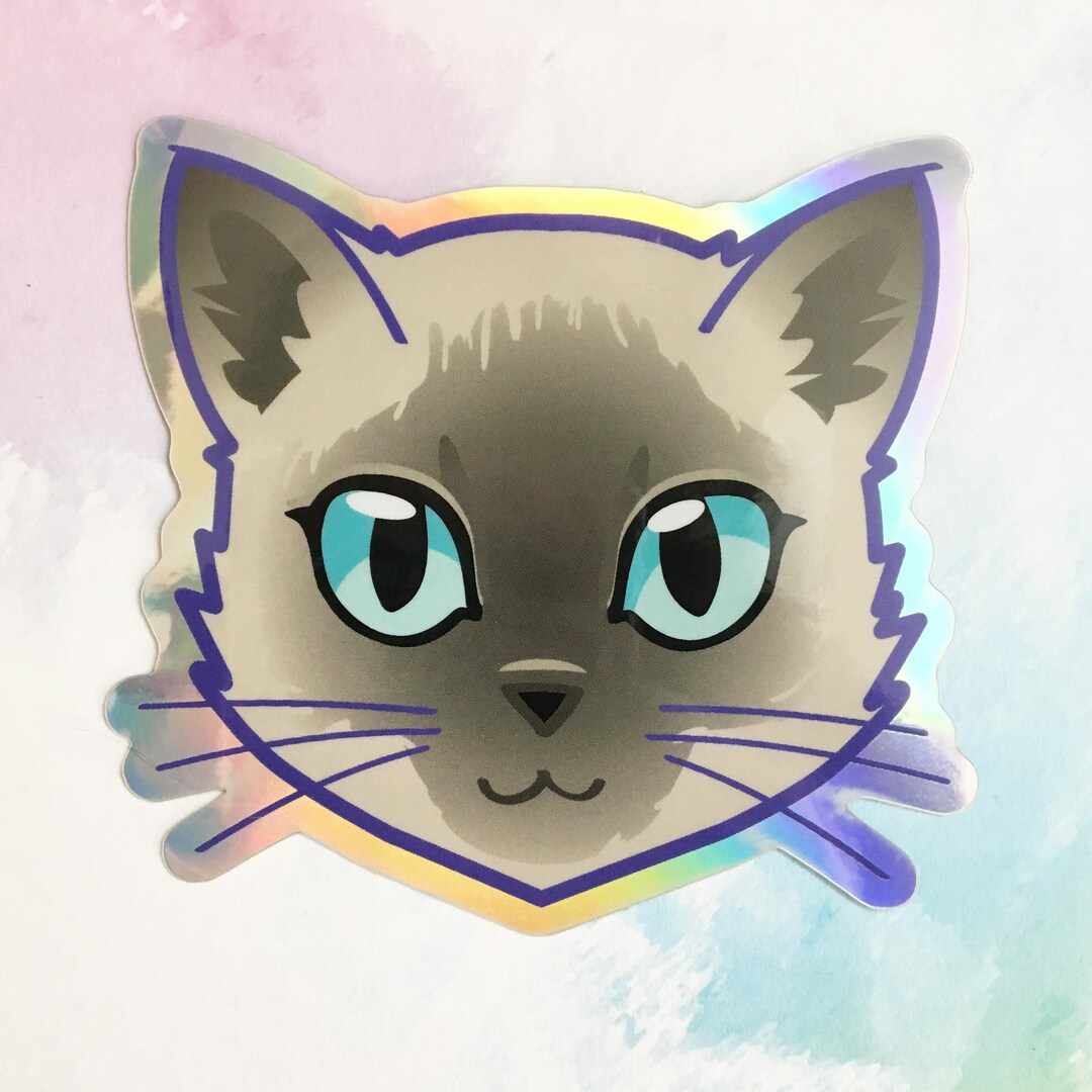 Color Point Cat - Holographic Sticker - Etsy