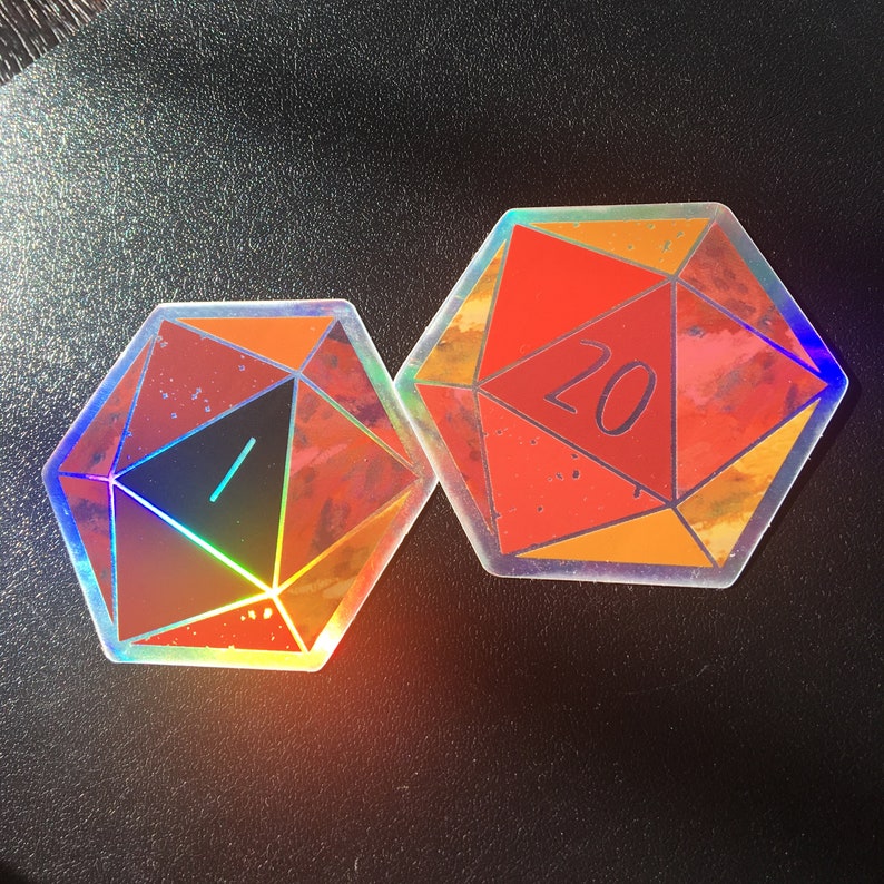 Red D20 Nat 20 Holographic Hexagon Sticker - Etsy UK