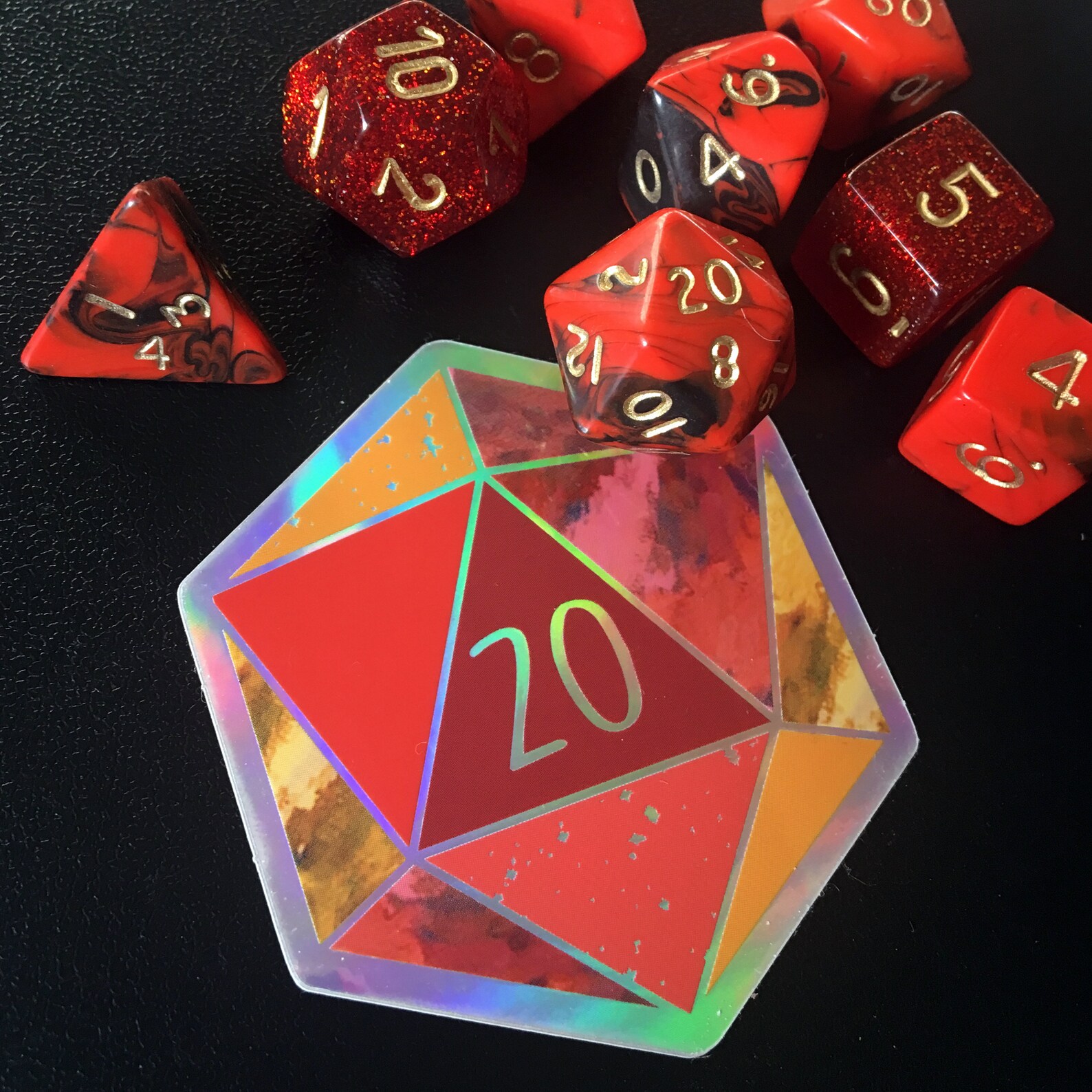 Red D20 Nat 20 Holographic Hexagon Sticker | Etsy
