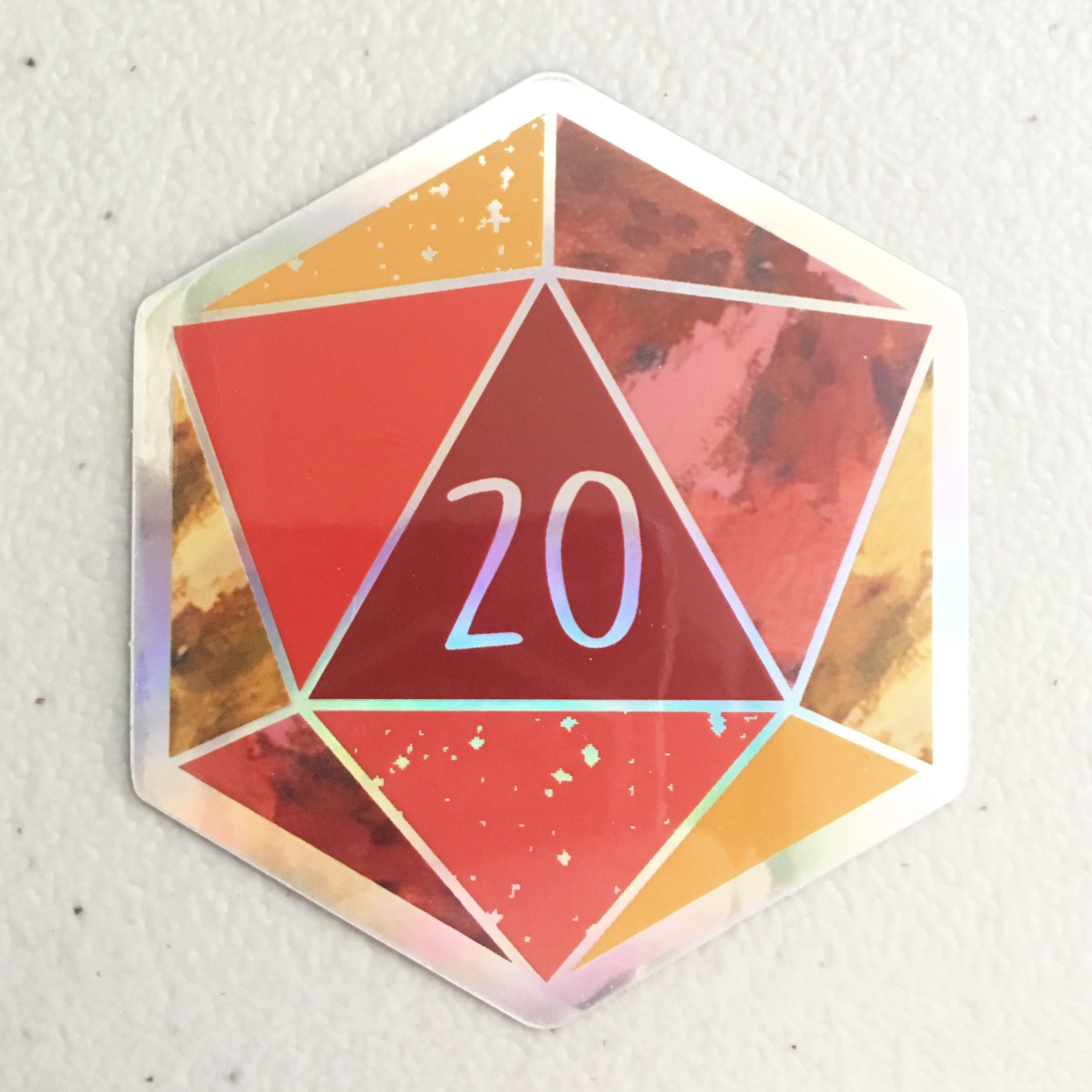 Red D20 Nat 20 Holographic Hexagon Sticker | Etsy