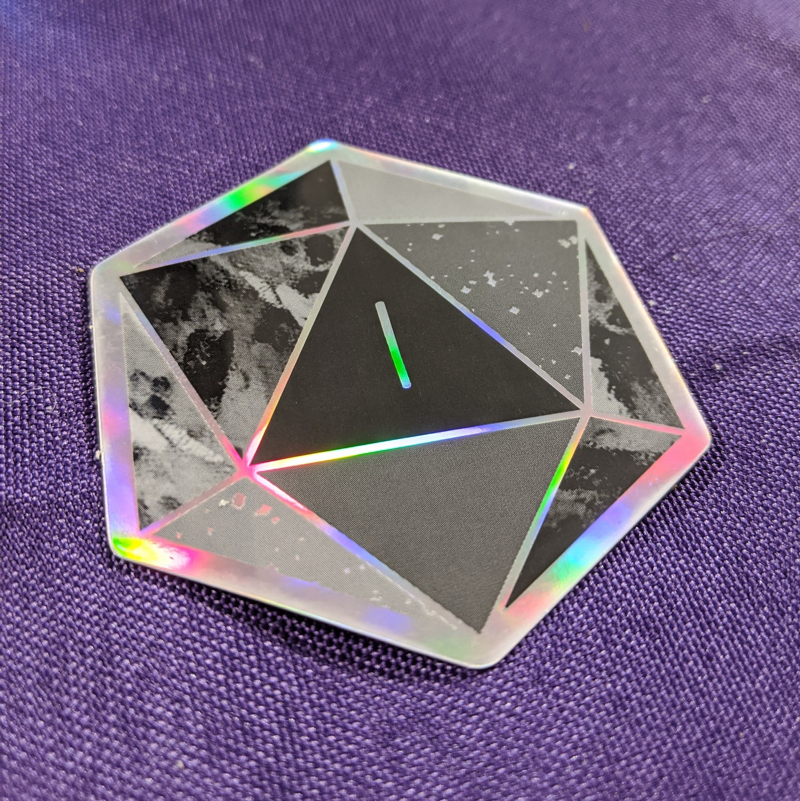 Black Silver D20 Nat 1 Holographic Hexagon Sticker - Etsy