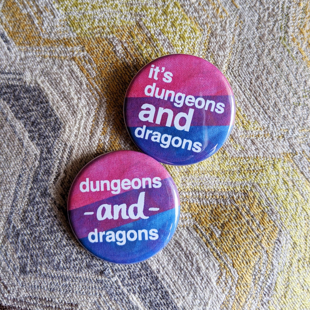 Dungeons AND Dragons - Bi Pride Button Pin - Etsy New Zealand