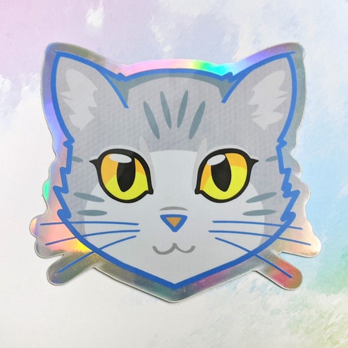 Tortoiseshell Cat Face gold Eyes Holographic Sticker - Etsy