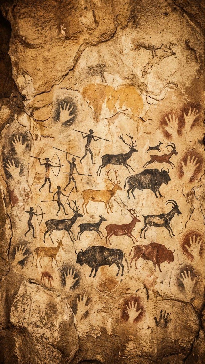 Prehistoric Handprint Cave Art Printable | Ancient Tribal Symbol Wall ...