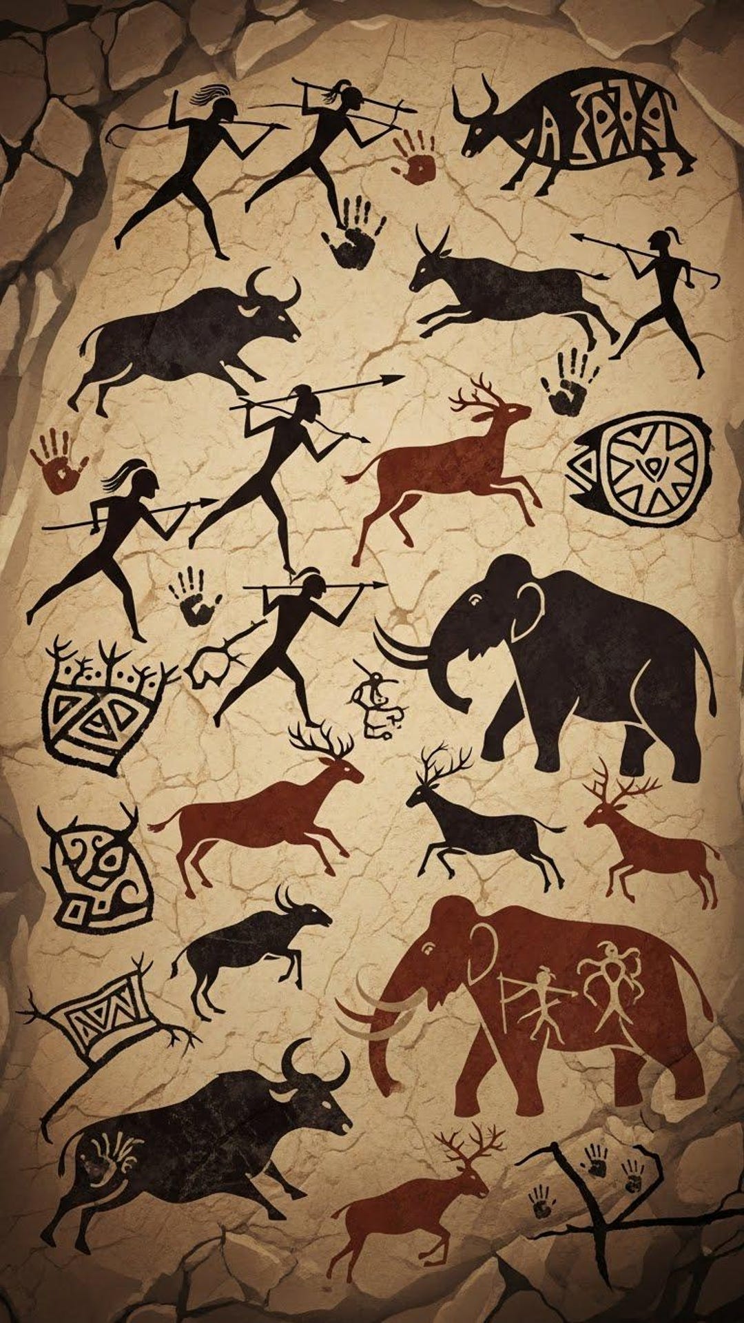 Prehistoric Handprint Cave Art Printable | Ancient Tribal Symbol Wall ...