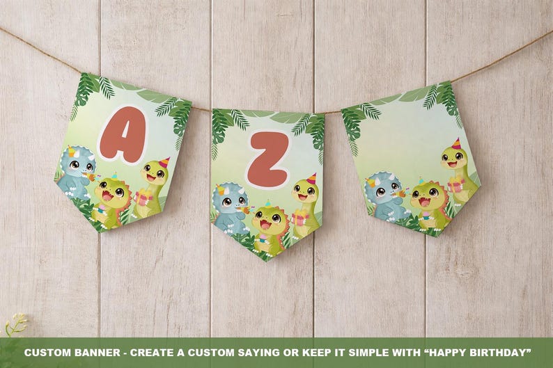 Dinosaur Birthday Custom Banner | Dino Party Printable | Editable Canva ...