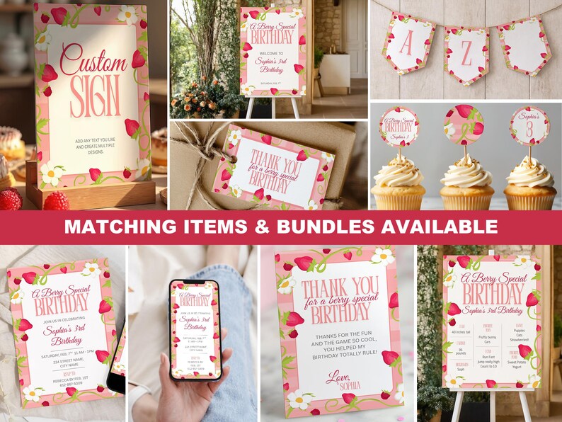 Berry Special Birthday Party Invitation | Editable Canva Template | 5x7 ...