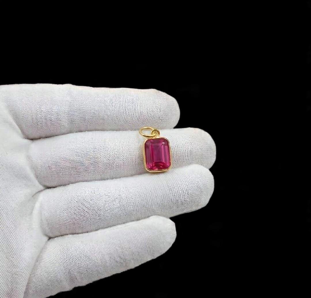 Ruby Charm, 18k Solid Gold Charm, Red Ruby Charm, Charm Pendant ...