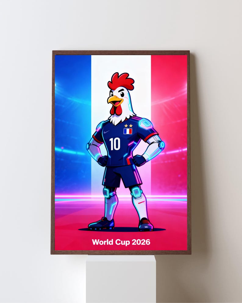 France World Cup 2026 Poster Featuring Rooster Soccer Mascot ...