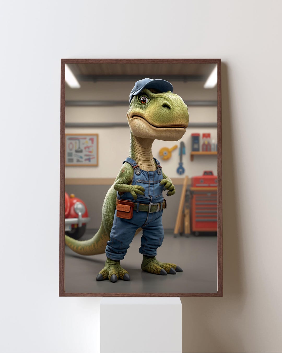 A Friendly Mechanic Dinosaur Printable Poster for Kids, Fun Garage ...