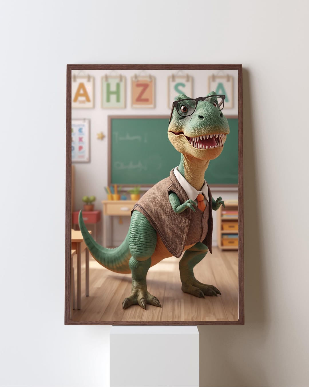 Dinosaur Teacher Poster – Cute Dino Classroom Wall Art for Kids ...