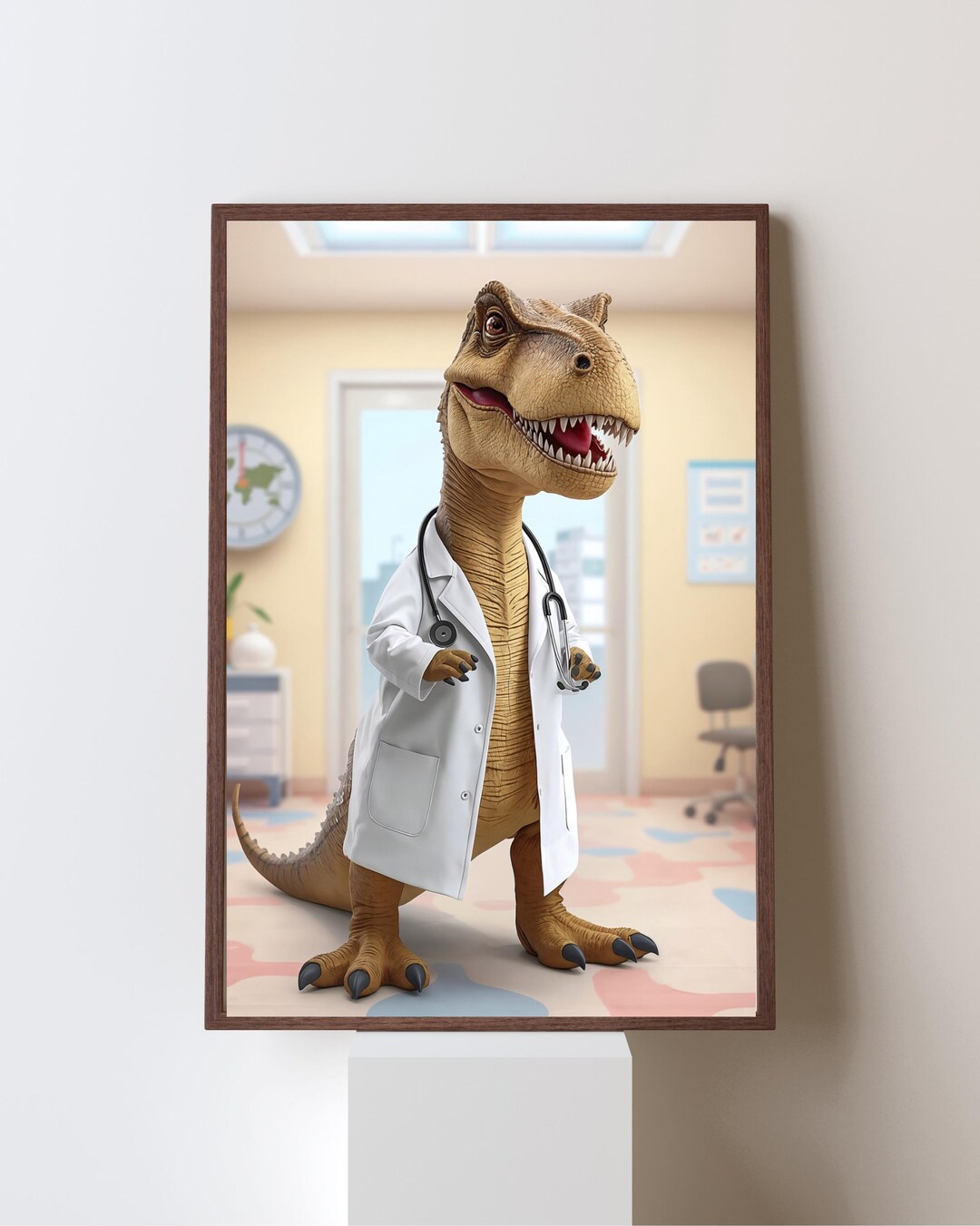 A Friendly Doctor Dinosaur Printable Poster for Kids, Fun Medical ...
