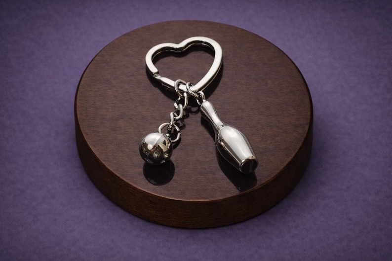 Bowling Pin and Ball Heart Shape Keychain Bowler Gift - Etsy