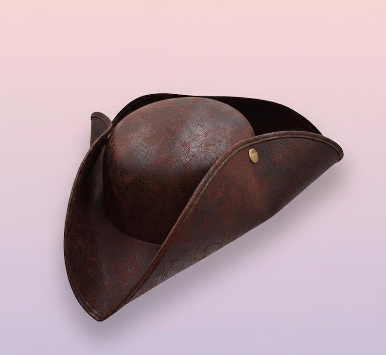 Brown Colonial Tricorn Pirate Hat - Etsy