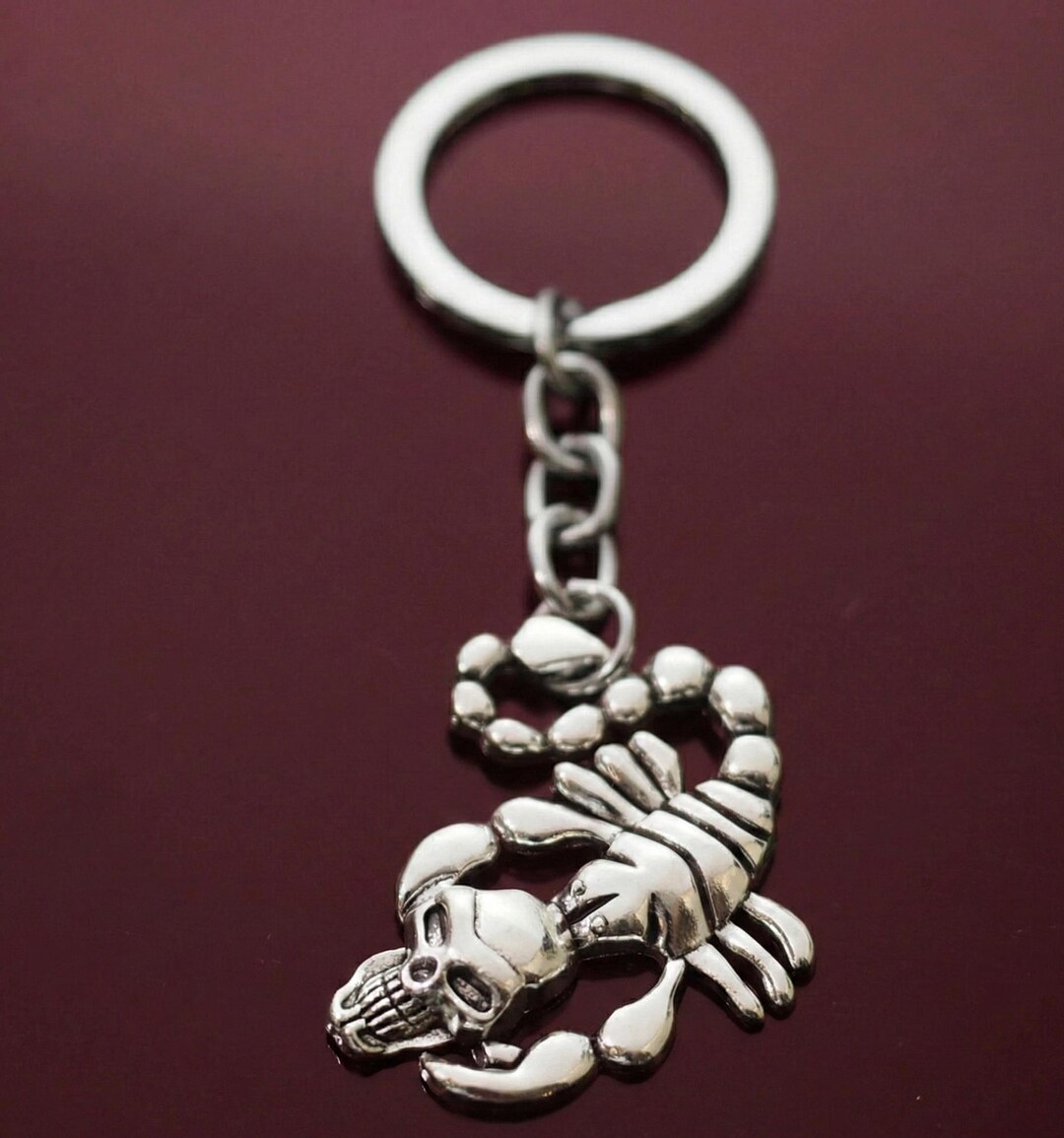 Skull Scorpion Keychain Gothic Silver Pendant Charm - Etsy