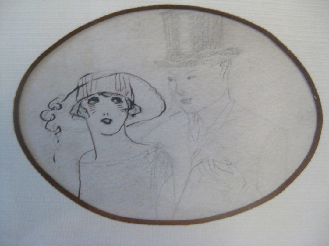 Antique 1920s Drawing in Pencil and Ink Framed - Etsy