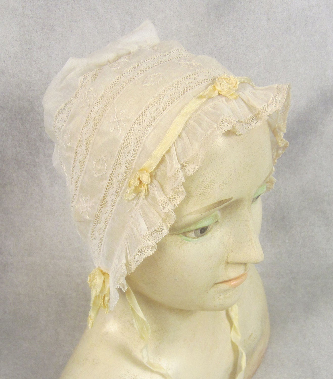 19th Century Elaborate Antique Lace Bonnet - Etsy