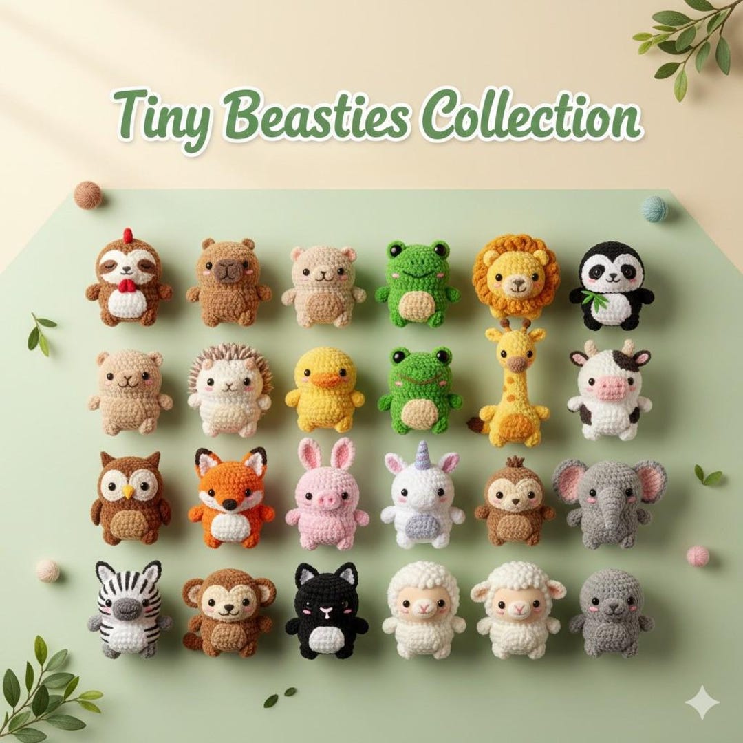 Amigurumi Animal Crochet Pattern PDF | Tiny Beasties Collection - Etsy