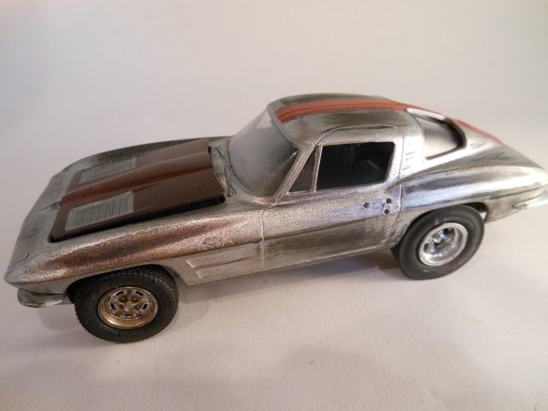 Rat Rod Rusted Wreck scale Model Silver Corvette Carjunk - Etsy