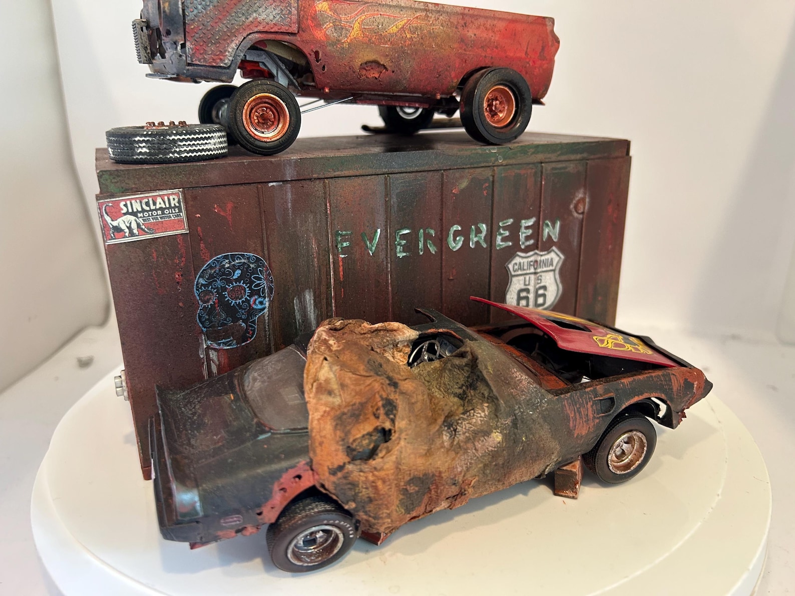 1/24 Scale Junkyard Diorama Scene, Dodge Truck, Firebird Musclecar ...