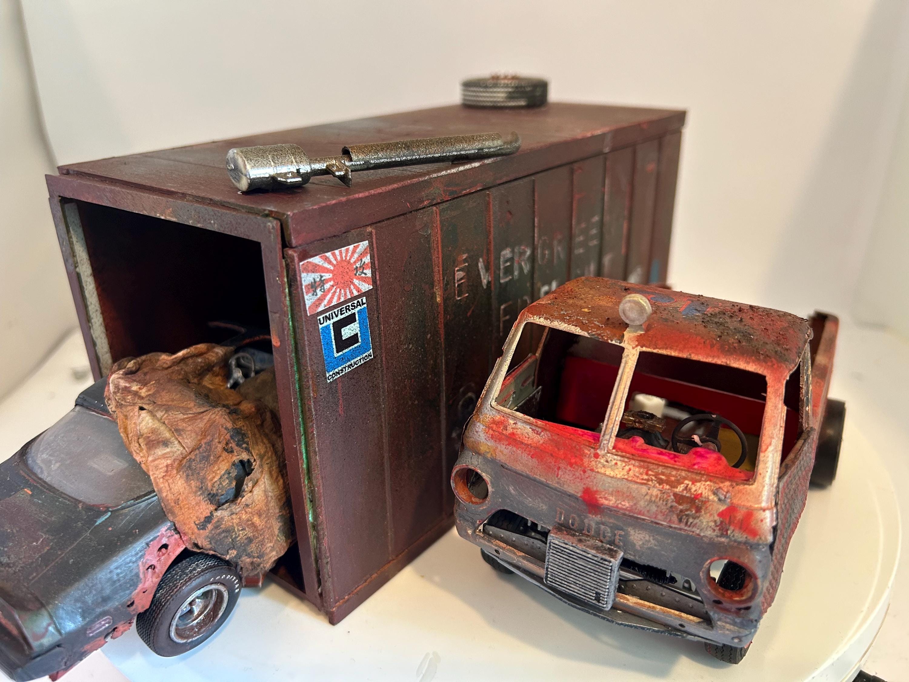 1/24 Scale Junkyard Diorama Scene, Dodge Truck, Firebird Musclecar ...